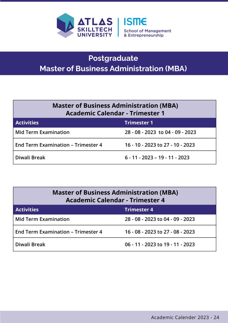 academiccalendar-mba - ATLAS SKILLTECH UNIVERSITY